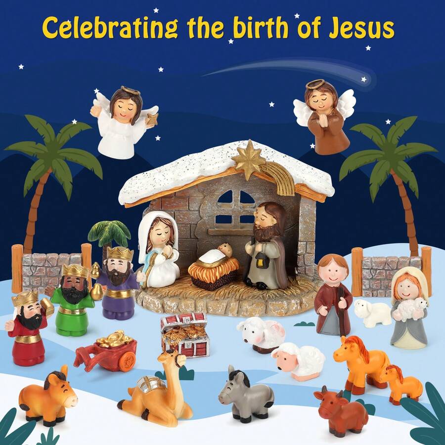 Nativity Advent Calendar , 24 Days Christmas Countdown Christian Advent ...