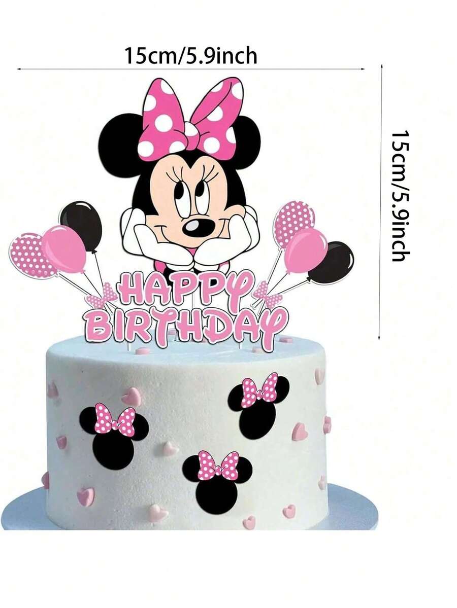 10 Peças Topo de Bolo Tema Minnie Mouse para Festa de Aniversário ...