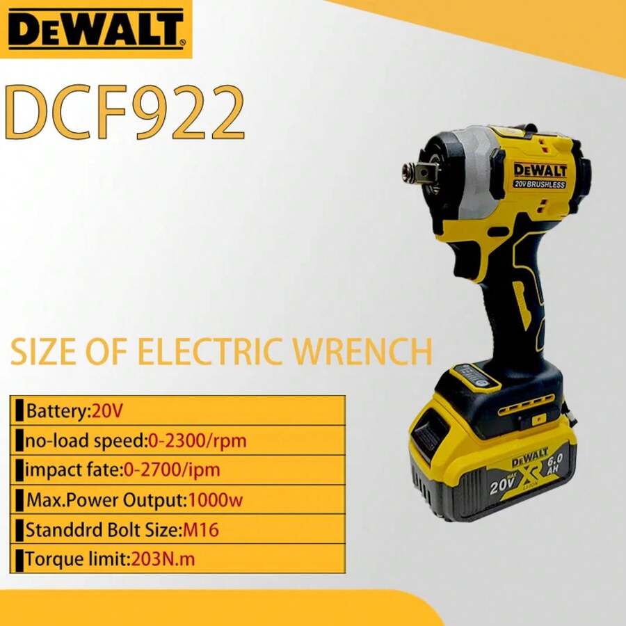 DCF922 ATOMIC Cordless Impact Wrench 20V 1/2 Inch Variable Speed Wrench ...