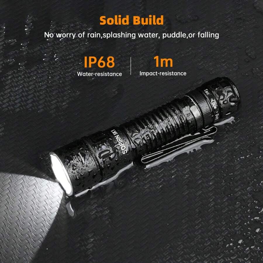 SK1 1300LM Powerful Tactical Flashlight 18650 Rechargeable Torch With ...