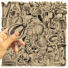 50pcs Vintage Kraft Paper Cartoon Stickers, DIY Decor For Phone Case ...