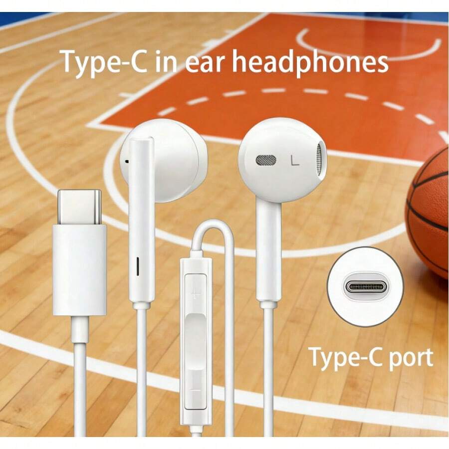 Wired Earbuds With Type C Connector Semi In Ear Built In Mic Sound ...