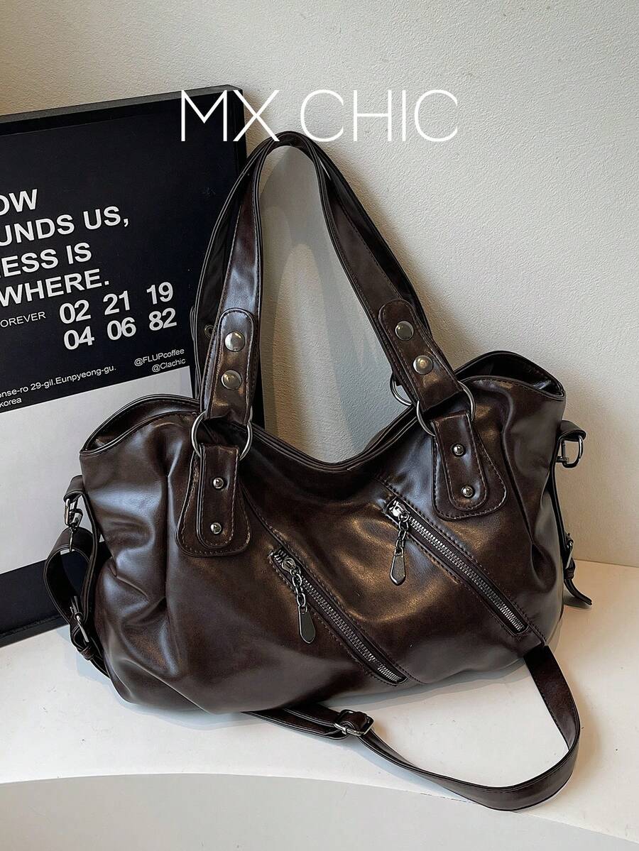 Retro minimalistischer Shopper mit großer Kapazität, Mode-Studenten ...