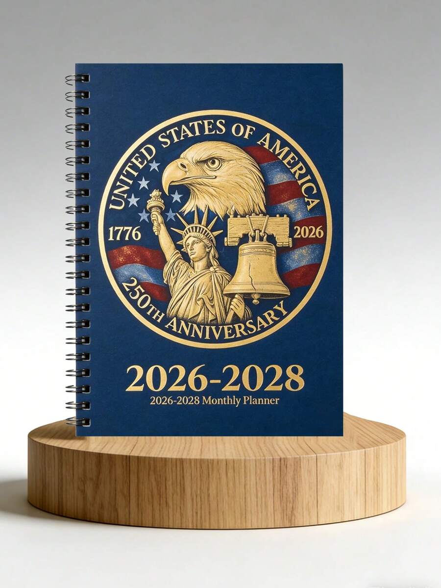 US 250th Anniversary 2026-2028 3-Year Spiral-Bound Monthly Planner ...