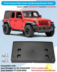Front License Plate Mounting Bracket For Jl Jlu Gladiator Jt 2018 2026 ...