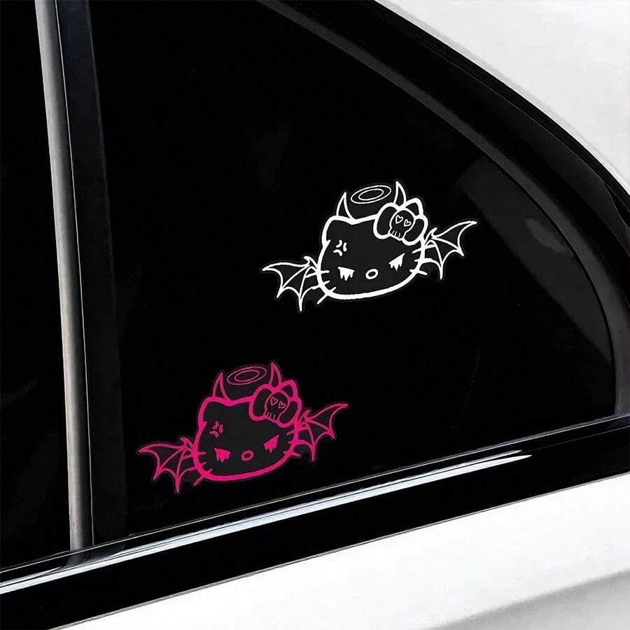 Sanrio Hellokitty Demon Car Sticker - Cute Car Window Decor UV Sticker ...