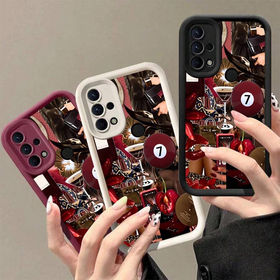 Red Cherry Print Text Phone Case, Korean Minimalist Style, Sky Eye ...