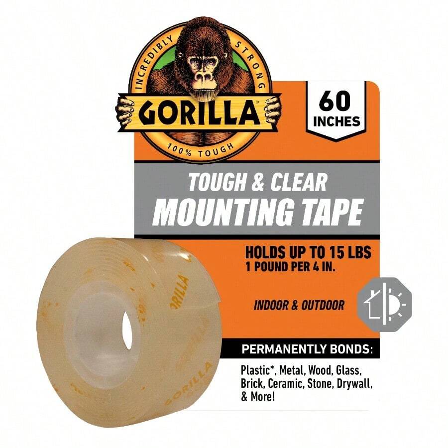 Gorilla Tough Clear Mounting Tape 1-In X 5 Feet Double-Sided Tape ...