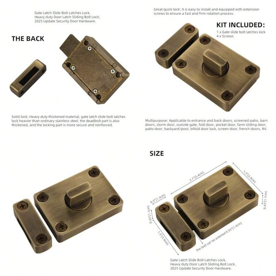 Gate Latch Slide Bolt Latches LockHeavy Duty Door Latch Sliding Bolt ...