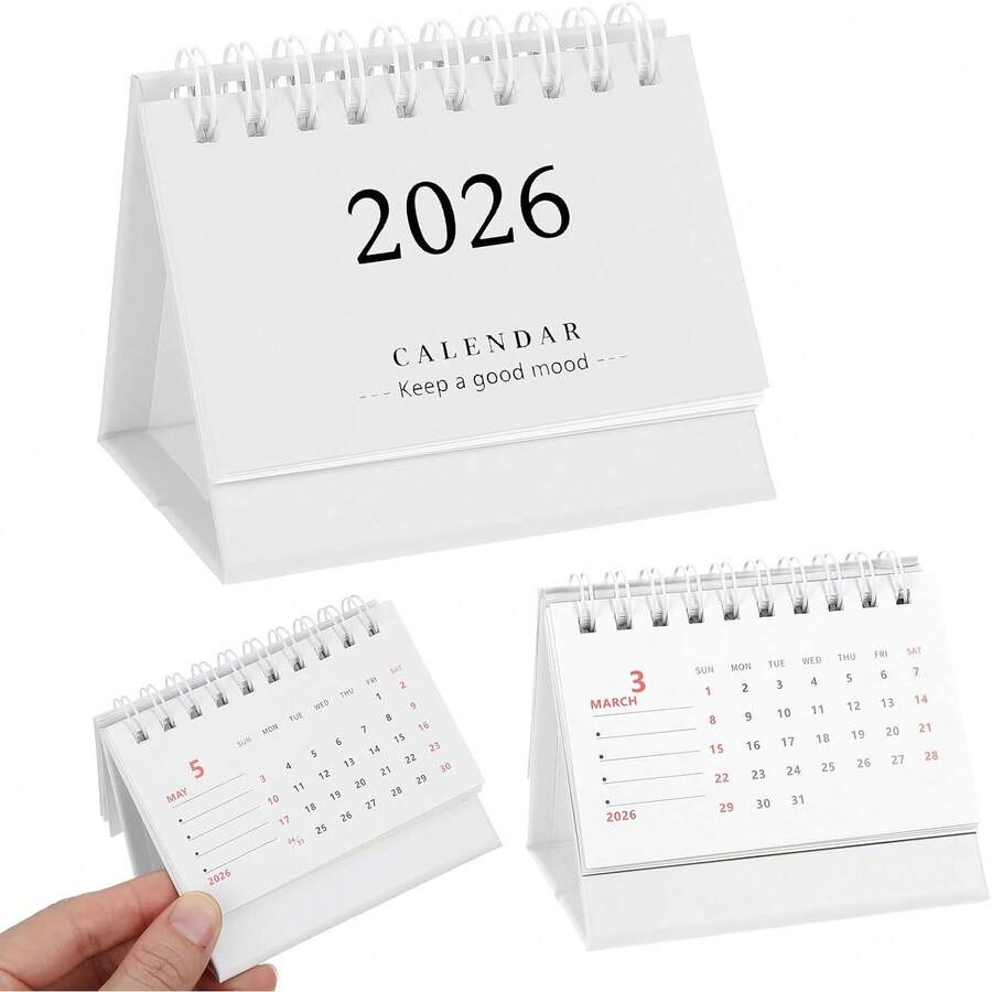 Small Desk Calendar 2026 Calendar Standing Flip Desktop Calendar 2026 ...