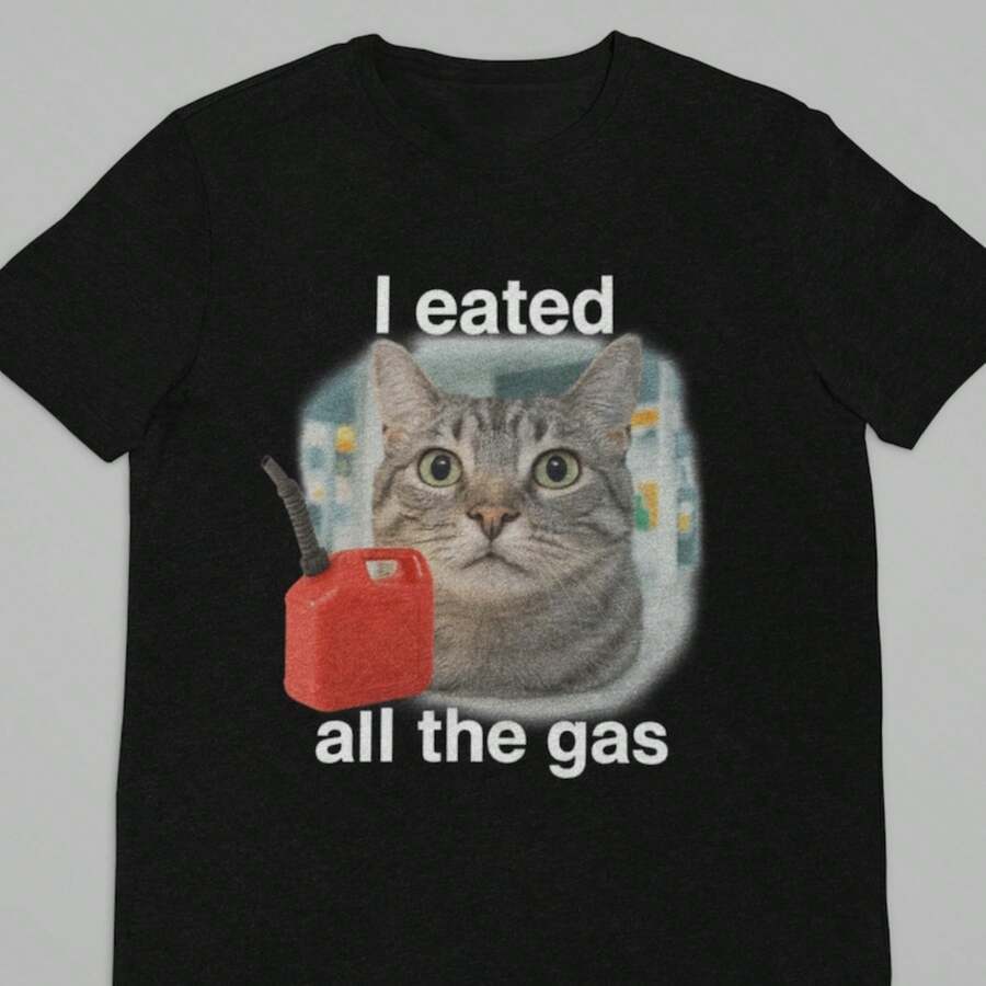 I Eated All The Gas Cat Meme Shirt, Funny Cat Tee, Cringe Humor ...