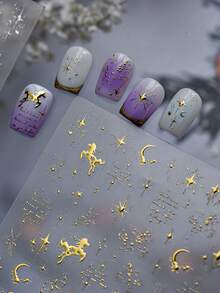 1pc Sparkling Dreamy Starlight Horse Star High Quality Nail Stickers ...