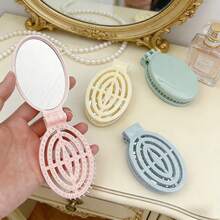 1pc Foldable Comb - Cream Color, Portable With Built-In Mirror Foldable ...