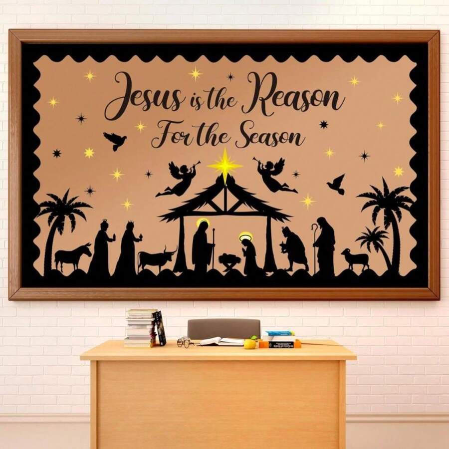 Geyoga Christmas Nativity Bulletin Board Set Christian Nativity ...