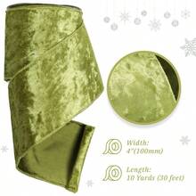 4 Inch Moss Green Crushed Velvet Ribbon Wired Extra Wide For Christmas ...