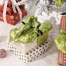 4 Inch Moss Green Crushed Velvet Ribbon Wired Extra Wide For Christmas ...