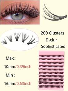 200 Cluster D-DD Curl, Premium Eyelash Extension Kit - 40D - Home DIY ...