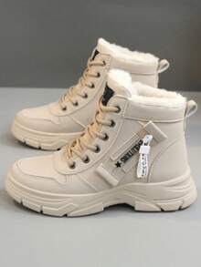 2025 Spring-Winter Women's Fleece-Lined High-Top Boots - Plus-Size ...