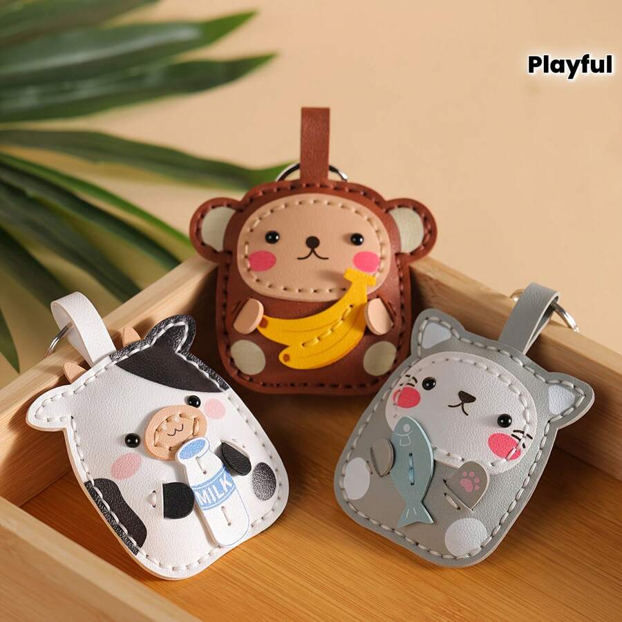 1pc Wallet Making Supplies, Hand-Sewn Cartoon Animal Bag Charm, Semi ...