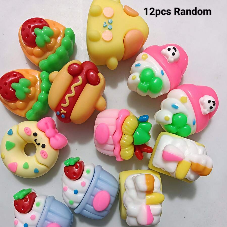 12-Piece Set Of Cute Hamburger & French Fries Mini Erasers, PVC Cartoon ...