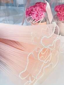 2pcs Crinkle Pearl Floral Wrapping Paper, Crinkle Pearl Organza Flower ...