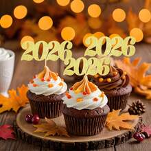 12 Stück/24 Stück glänzende goldene Cupcake-Topper "Frohes Neues Jahr ...