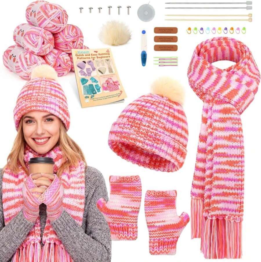 Katech Beginner Knitting Kit For Adults - Learn To Knit With Step-By ...