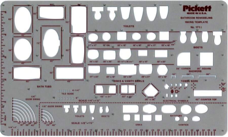 Pickett House Plan Fixtures Kitchen And Bath Template, 1_4 Inch Scale ...