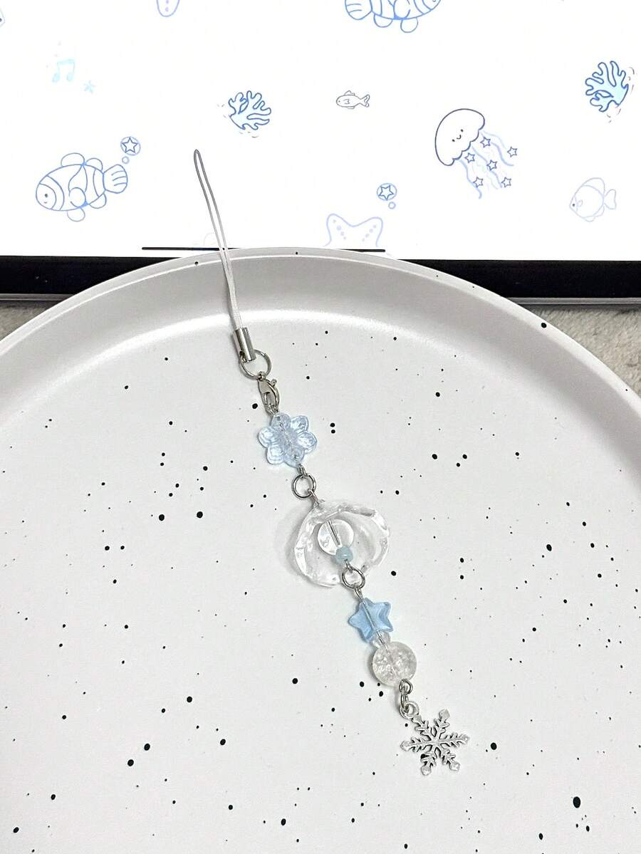 1pc Handmade Star & Snowflake Wind Chime Beaded Keychain, Minimalist ...