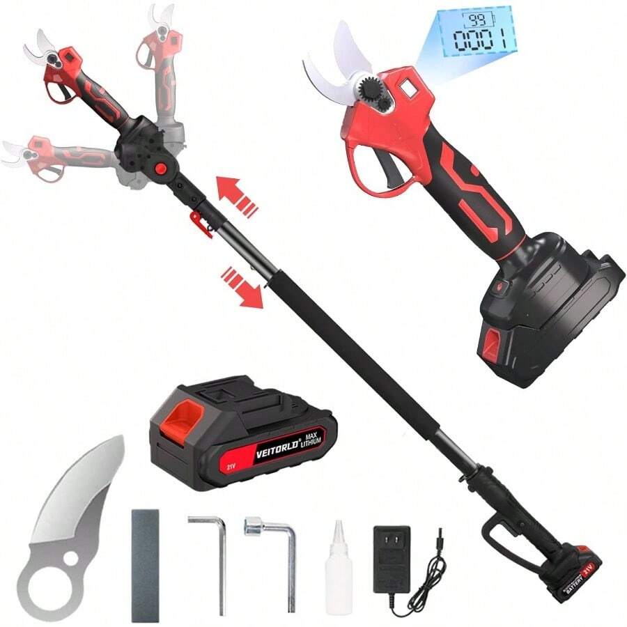 2 - IN - 1 Cordless Pole Pruning Shears, 13ft Reach, 1.2 Inch Cutting ...