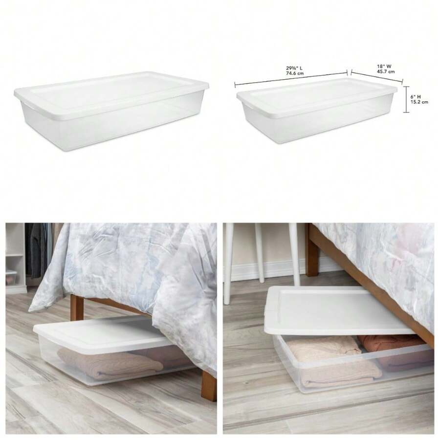 Clear Plastic Storage Bin With Lid 41 Quart Capacity Stackable ...