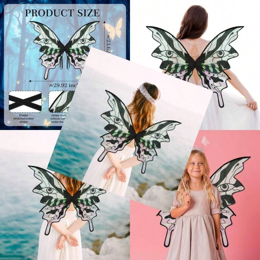 Fairy Wings Adult Women Iridescent Butterfly Wings For Halloween ...