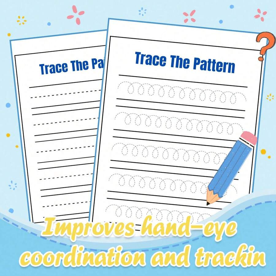 Pre-Writing Practice Workbook, Trace The Pattern And Line Control ...