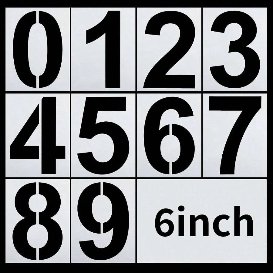 6 Inch Reusable Plastic Number Stencils 0 - 9 Large Address Number ...