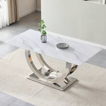 69.30 Inch Rectangular Dining Table, Modern Simple, Marble Tabletop ...