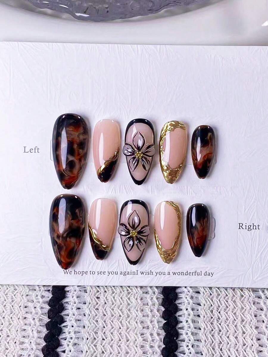 10 Stücke handgefertigte mandel-förmige französische Leoparden-Muster ...