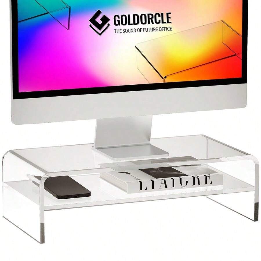 Acrylic Monitor Stand Riser Clear Computer Monitor Stand For Laptop PC ...