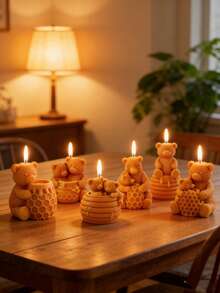 1 süßer Bär und Wabenmuster Silikon Kerzengießform, 3D Tier Harz ...