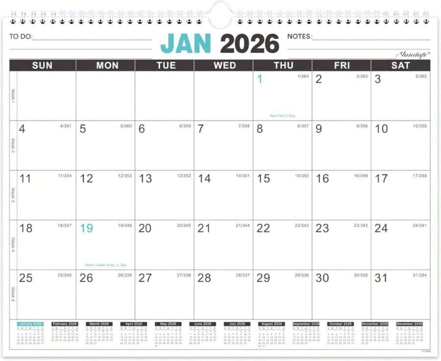 2026 Calendar - 2026 Wall Calendar, Jan 2026 - Dec 2026, 146" X 115 ...