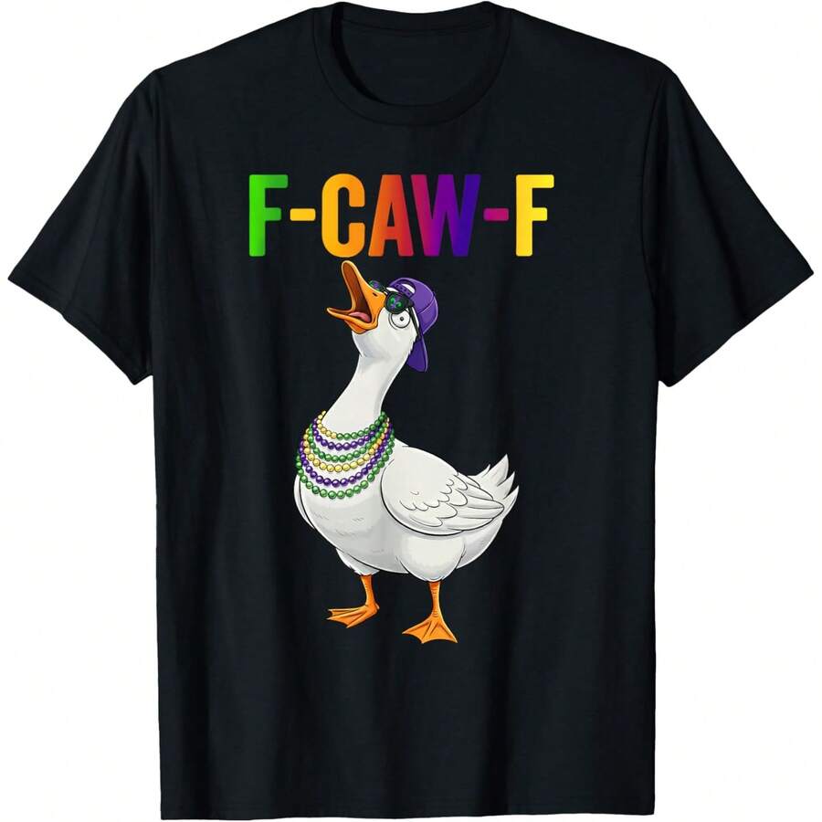 Funny Mardi Gras 2026 F-CAW-F Duck Meme Adult Humor T-Shirt | SHEIN USA