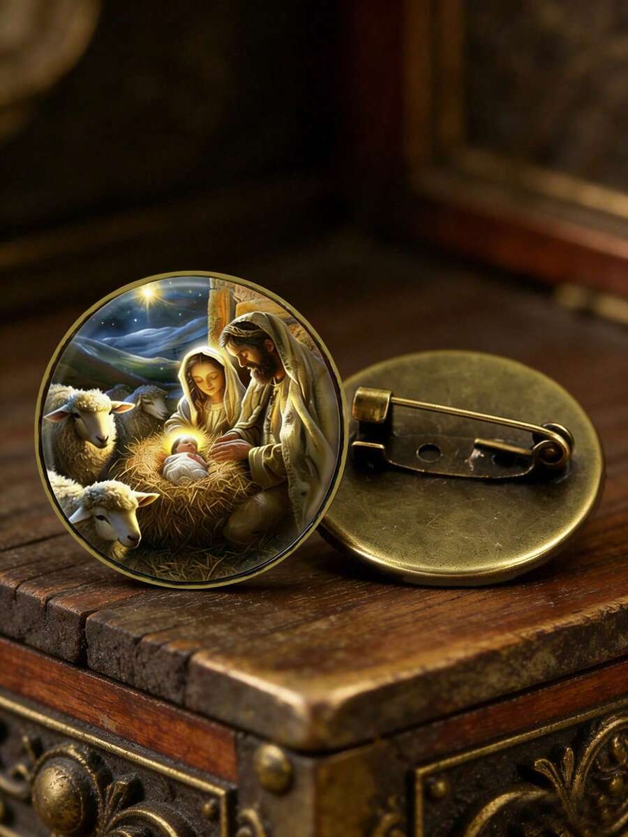 suteyi Broche vintage de la escena de la natividad de Jesús, broche de ...