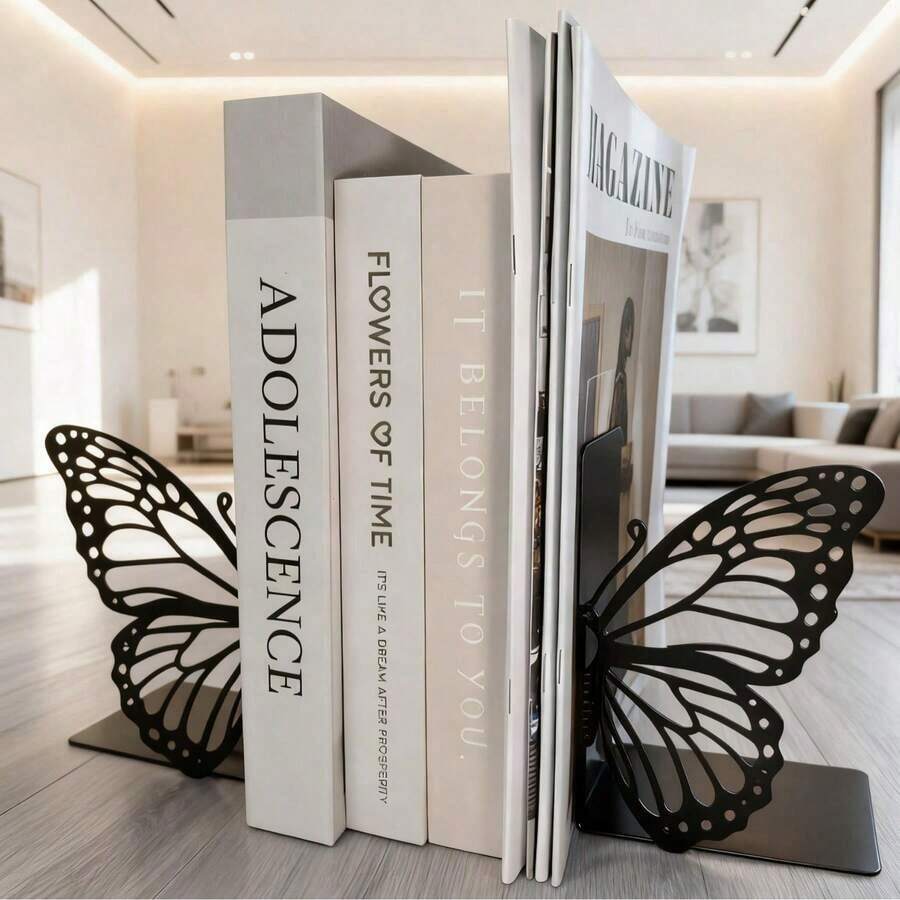 1 Set Hollow Metal Shaped Bookends, L-Shaped Metal Book Holders ...