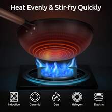 13-Inch Carbon Steel Wok With Lid & Spatula, Pre-Seasoned Non-Stick ...