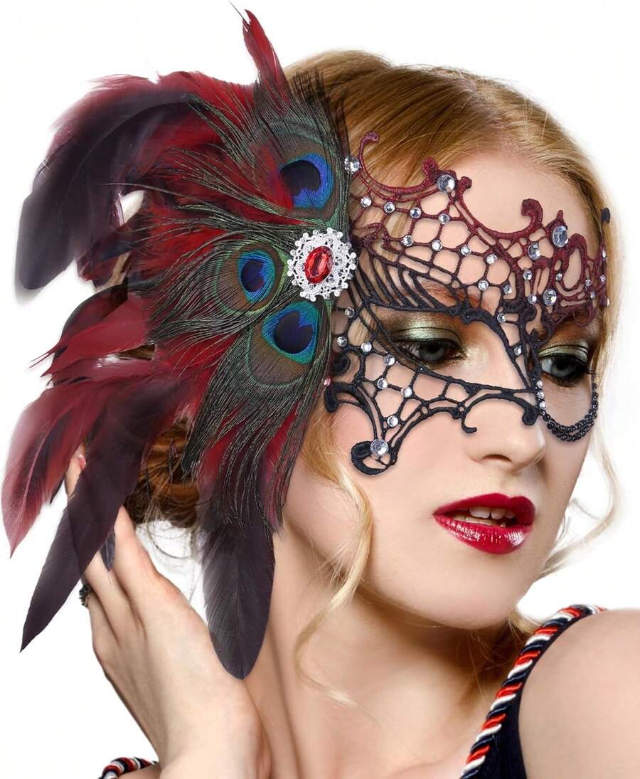 Masquerade Masks Women - 2026 Peacock Lace 1920s Venetian Eyemask ...