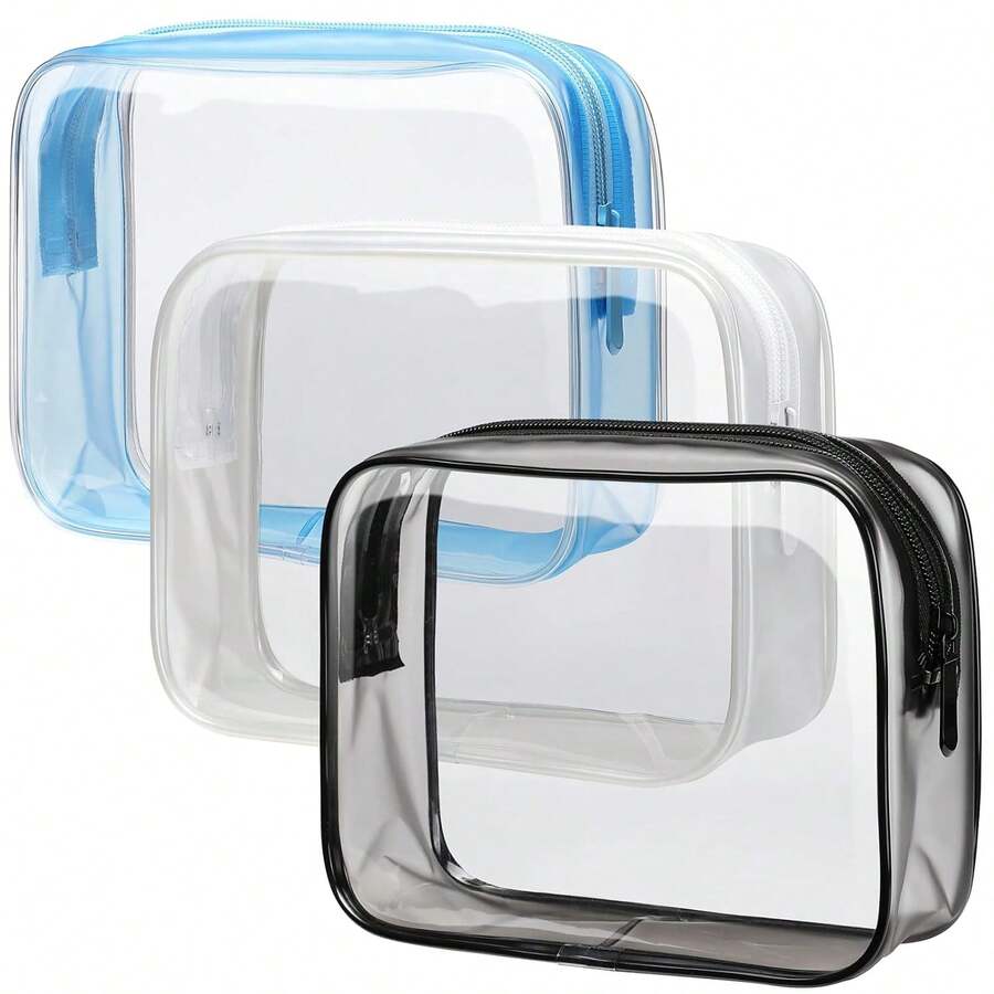 PACKISM Clear Makeup Bag - TSA Approved Toiletry Bag 3 Pack Medium ...