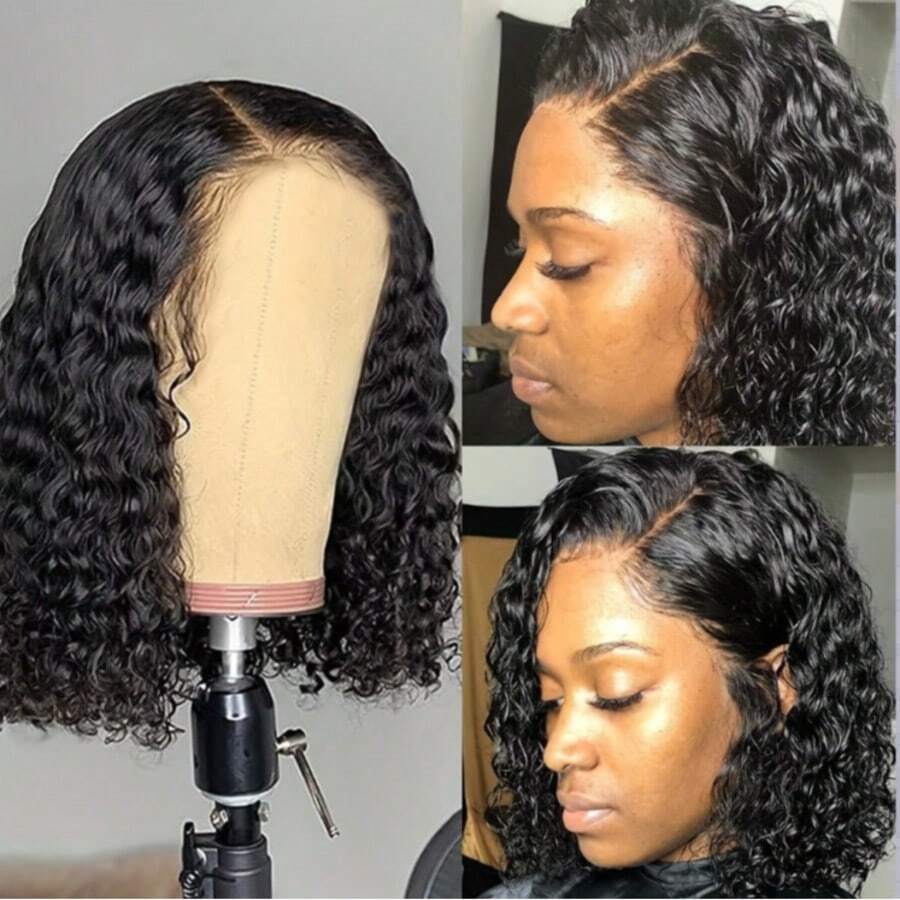 Peruca NATAN de 14 polegadas com frente de renda e corte bob cacheado ...