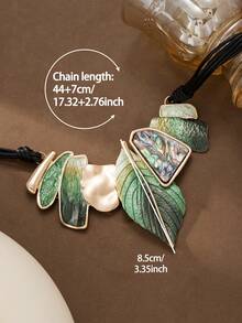 Cring Coco Women Irregular Green Leaf Abalone Shell Pendant Necklace ...