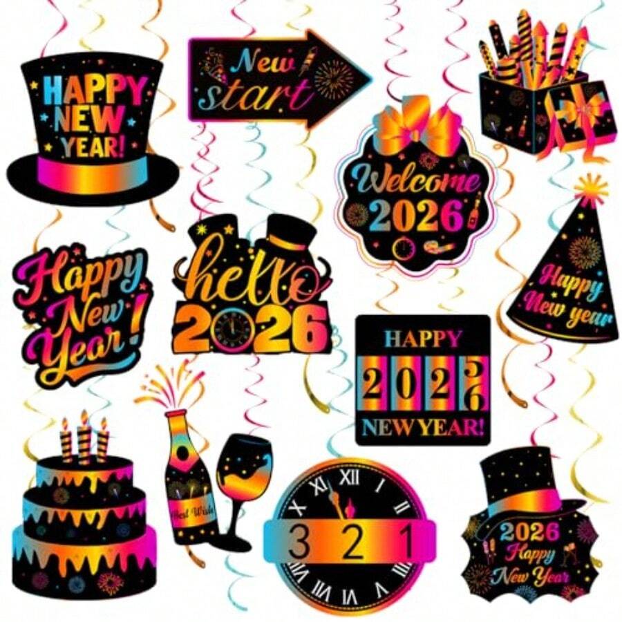 2 Pcs Happy New Year Bulletin Board Decorations 2026 New Years ...