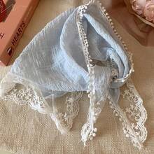 French Retro Lace Triangle Scarf Pastoral Style Headscarf Lazy Scarf ...