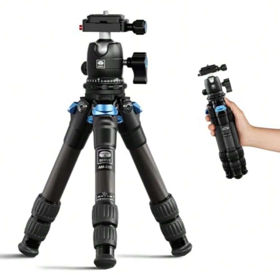 AM-223 Mini Tripod Portable Compact Carbon Fiber Travel Tripod Desktop ...
